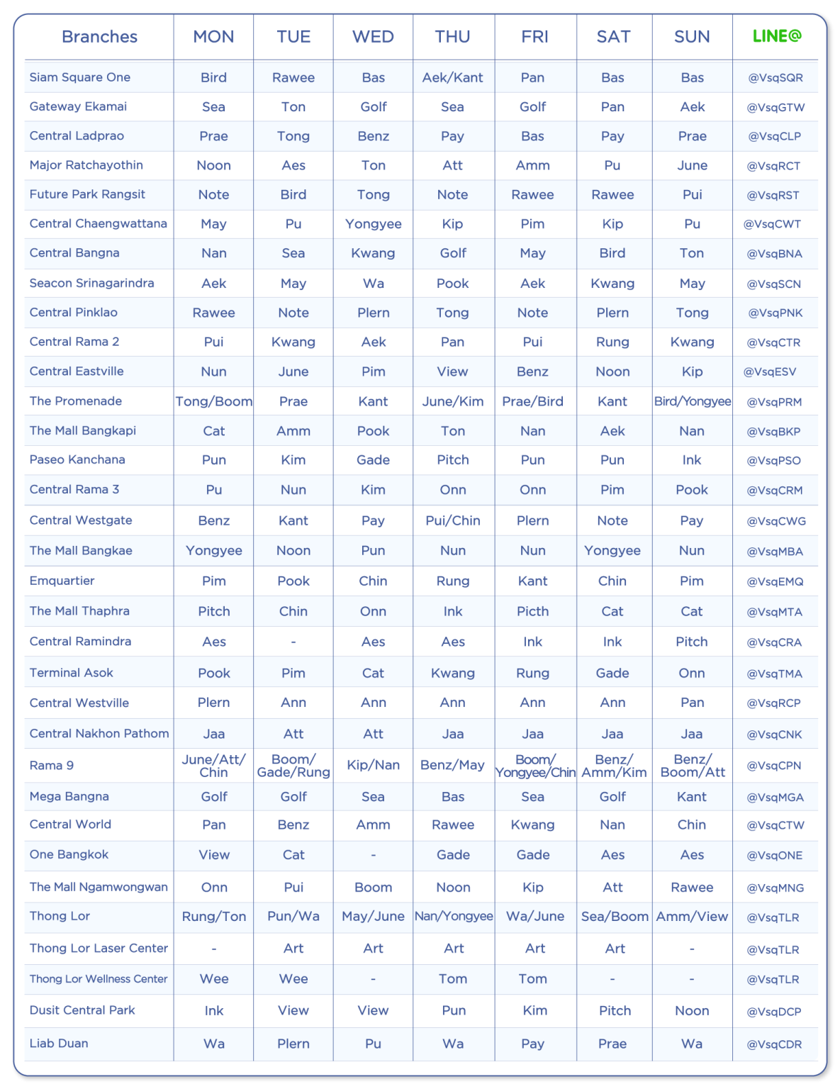 Doctors / Schedule - V Square Clinic